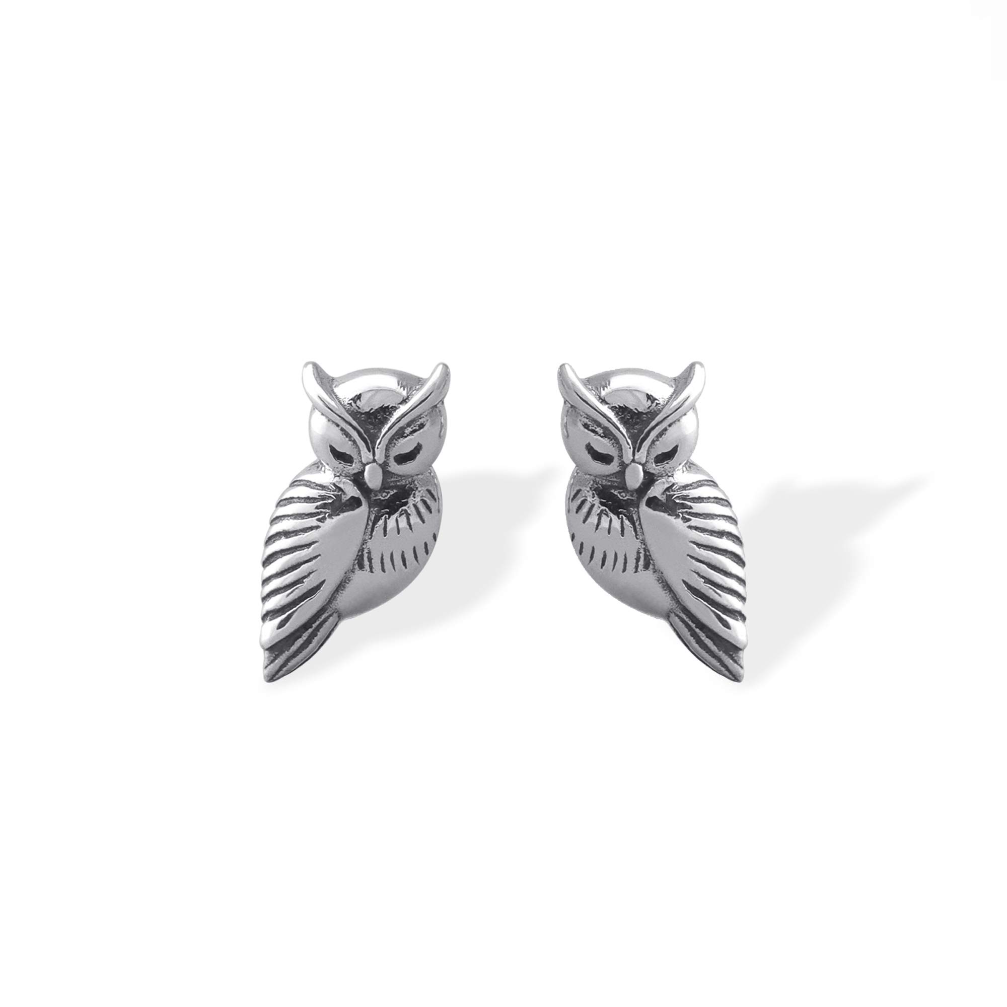 Boma Jewelry Sterling Silver Owl Stud Earrings