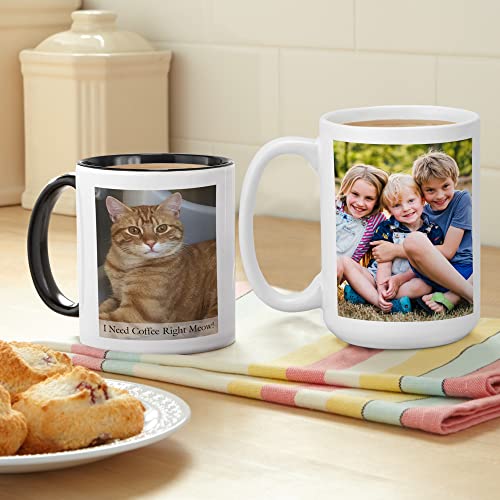 Let's Make Memories Personalized Photo Mug with Message - 11oz - Black Handle - For Father's Day/For Dad