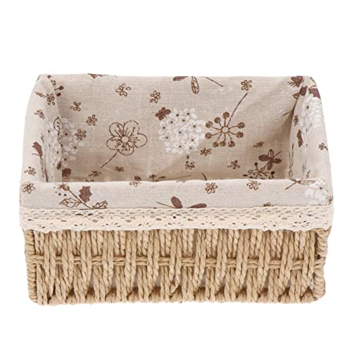 Veemoon . Snacks Makeup Bowls Seagrass Cloth Candy Books Tabletop Inch Food Office Shelves Holder Organizer Storage Wooden M Baskets Bin Snack Rectangular Baskets, Woven Cosmetics Liner