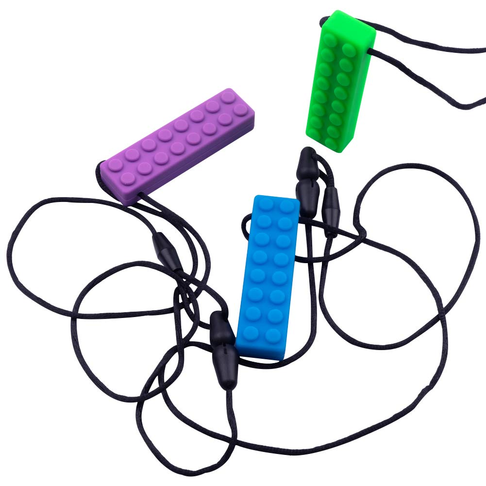 BUDDE 5PCS Chew Necklace,chewies for Kids;Sensory Chew Necklace with Teething, ADHD, Autism, Biting Needs, Oral Motor Chewy Teether, Silicone Necklace Made from Food Grade Silicone Safety,