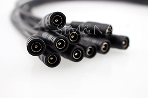 SIM&NAT DC Female 5.5mmx2.1mm Power Jack Adapter Plug Pigtail Cable, 20inch DC Power Pigtail Female Jack Wire for CCTV Security Camera, DVR, HDVD, LED Strip Light, Low Voltage Application, Pack of 10