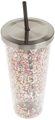 Spoontiques - Glitter Filled Acrylic Tumbler - Glitter Cup with Straw - 20 oz - Stainless Steel Locking Lid with Straw - Double Wall Insulated - BPA Free - Elvis Presley