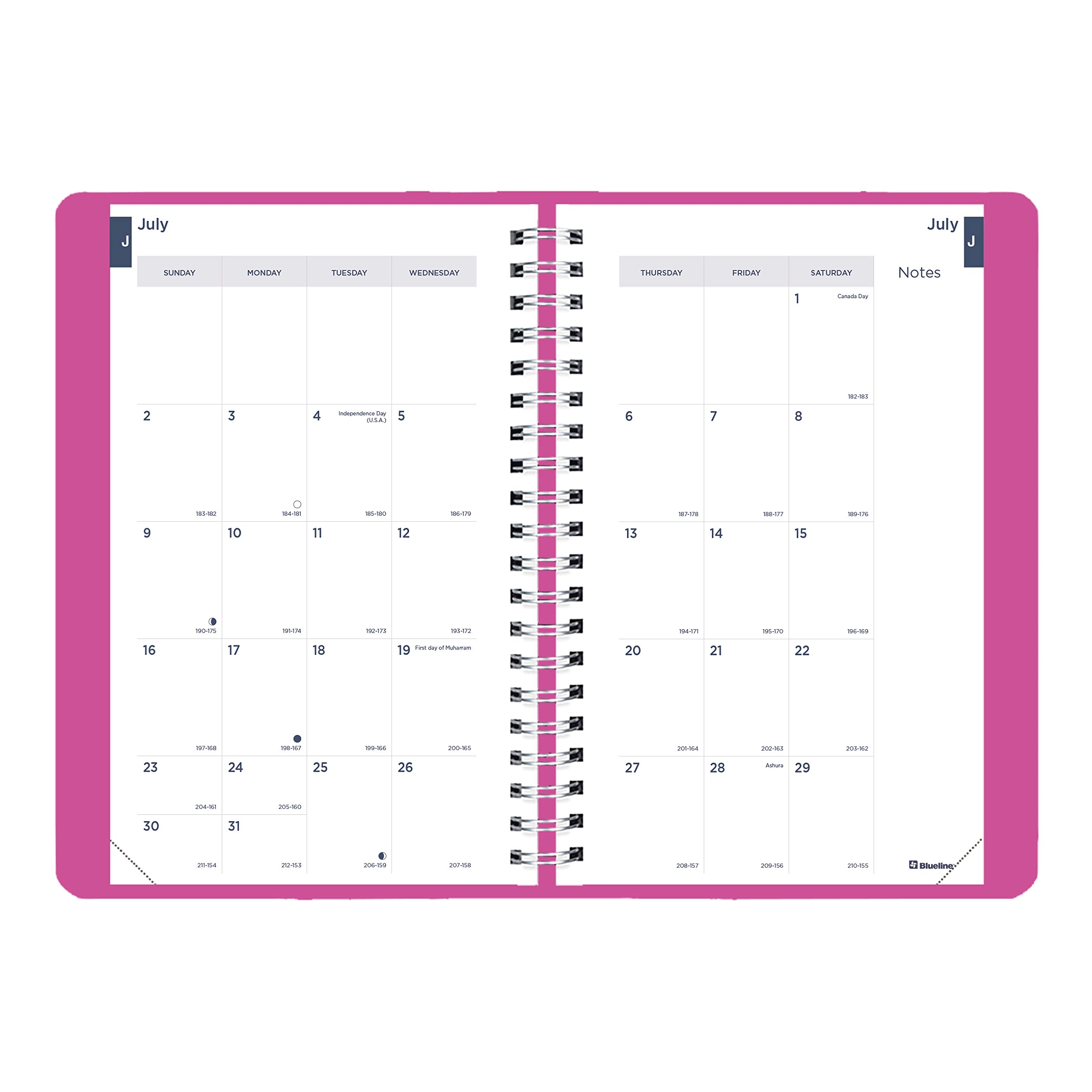 Blueline Essential Academic Weekly/Monthly Planner, 13 Months, July 2023 to July 2024, Twin-Wire Binding, Soft Vicuana Cover, 8" x 5", Bubble Gum Pink (CA101F.01-24)