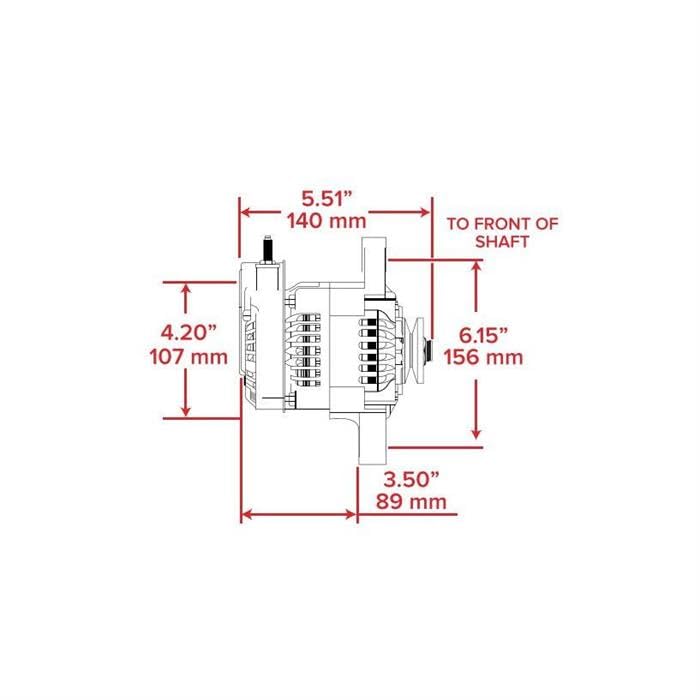 GM Denso Style 1-Wire Mini Race Alternator, 90 Amp, Black