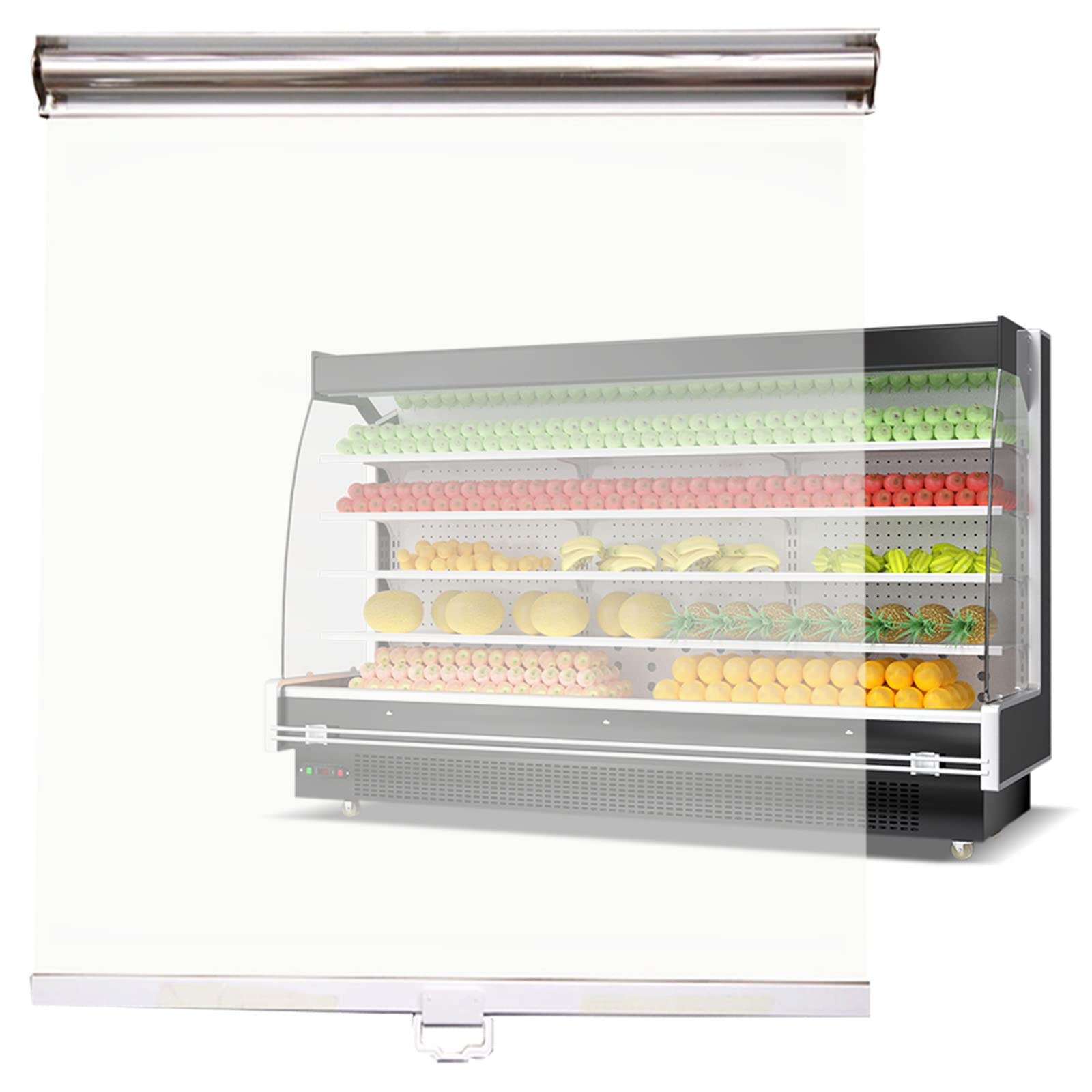 LXLZYXSF Clear Plastic Roller Shade for Supermarket Vegetables Display Cabinet/Commercial Refrigerated Upright Refrigerators, Counter Partition Blind with Handle (Size : W60cmxH150cm)
