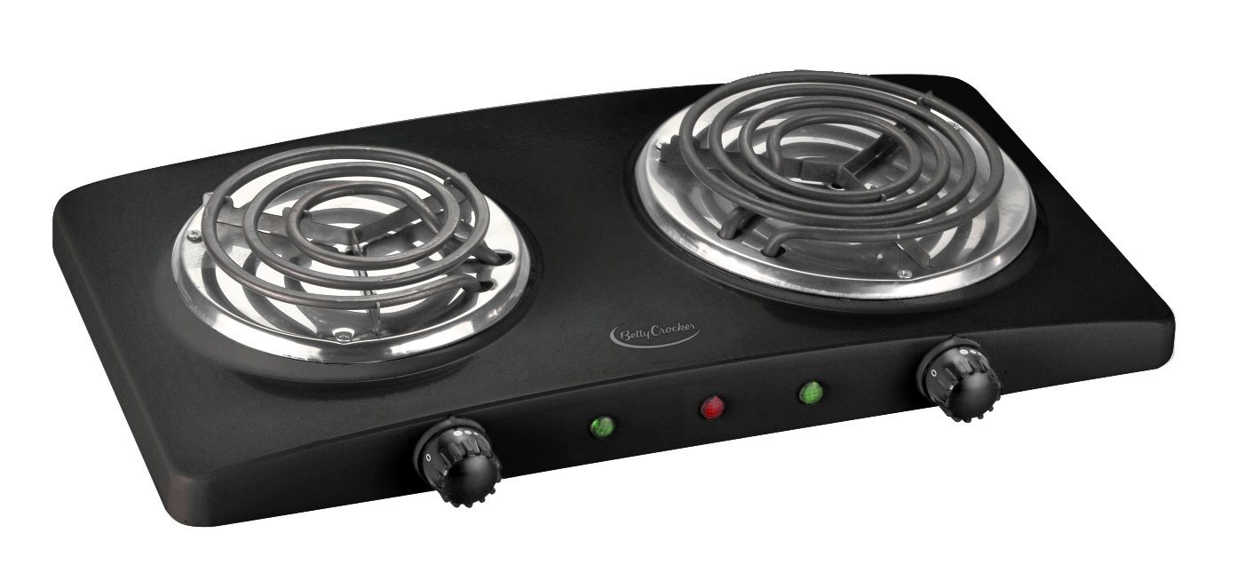Betty Crocker BC-2591CB Portable Dual Electric Burner, Black