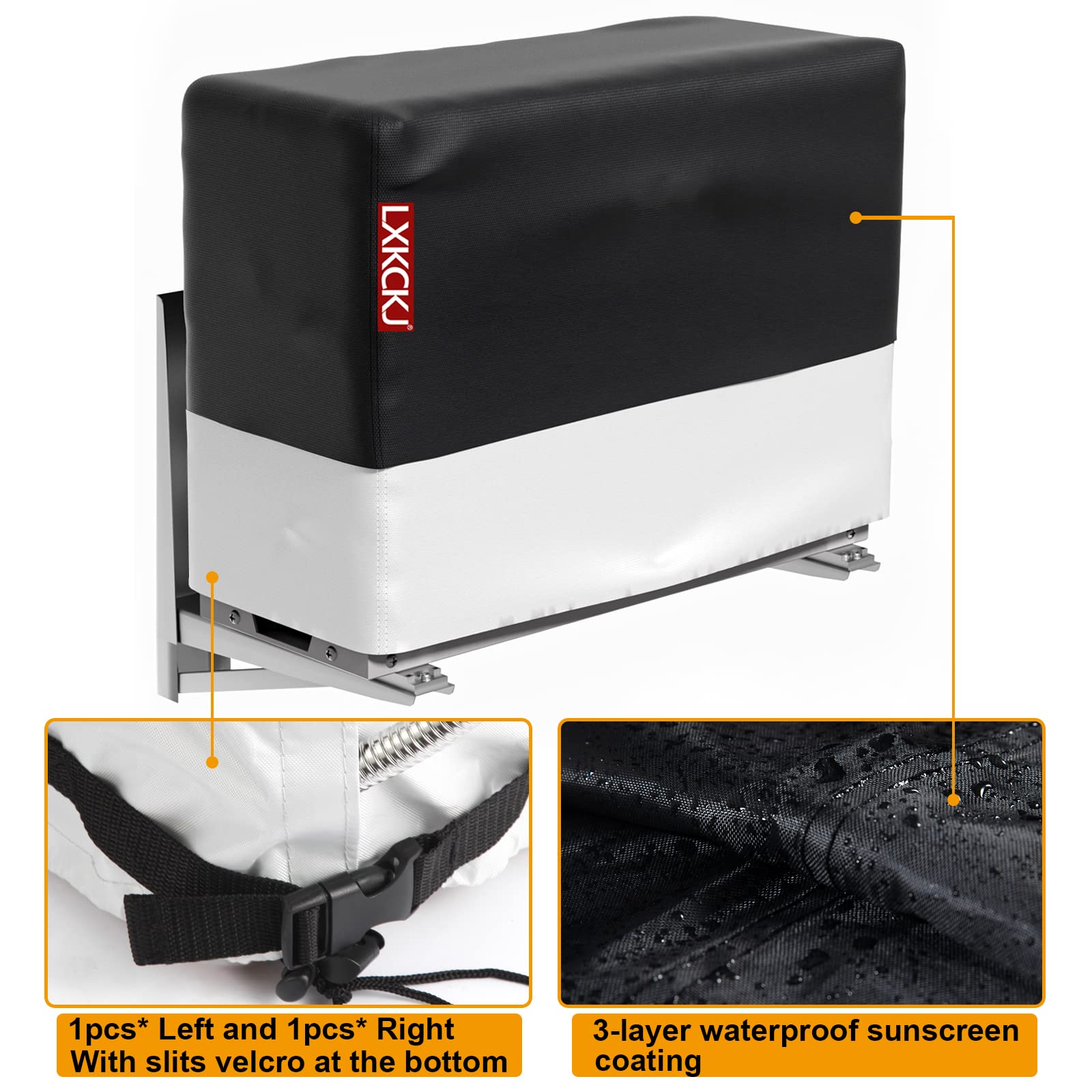 LXKCKJ Air Conditioner Cover for Outside Units - 420D Waterproof Air Conditioner Protection Covers for Window Unit - Winter AC Covers Fits AC Condensing HVAC Unit (Black & Silver 40''L X16''W X30''H)