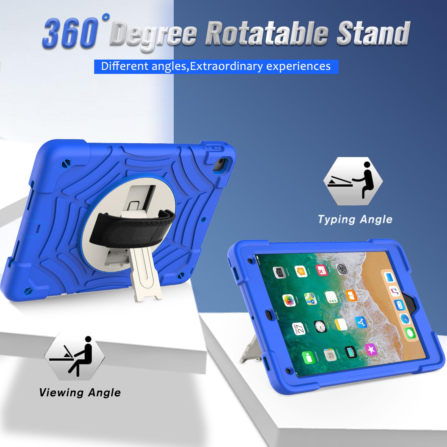 AVAWO iPad 9.7in 6th Generation Case with Protector&Strap&Kickstand