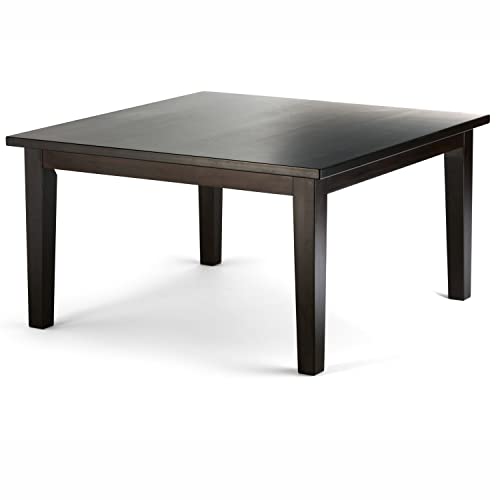 SIMPLIHOME Eastwood SOLID HARDWOOD 54 Inch Square Contemporary Dining Table in Java Brown, For the Dining Room