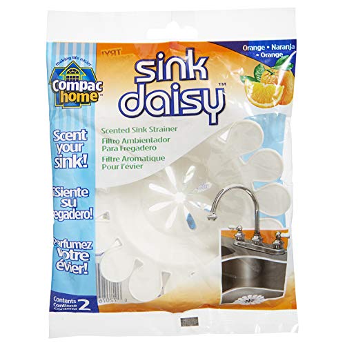 CompacââŹâ˘s Sink Daisy, Scented Kitchen Sink Strainer - Infuses and Freshens Your Sink with Crisp, Clean, Exciting Scents, While Protecting Garbage Disposals & Drains, Mandarin, Pack of 12