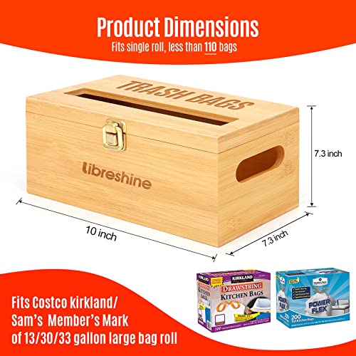 Libreshine Extra Large Trash Bag Holder Dispenser, Garbage Bag Dispenser Roll Holder Under Sink, Bamboo Wall Mounted Kitchen Trash Bag Dispenser Organizer