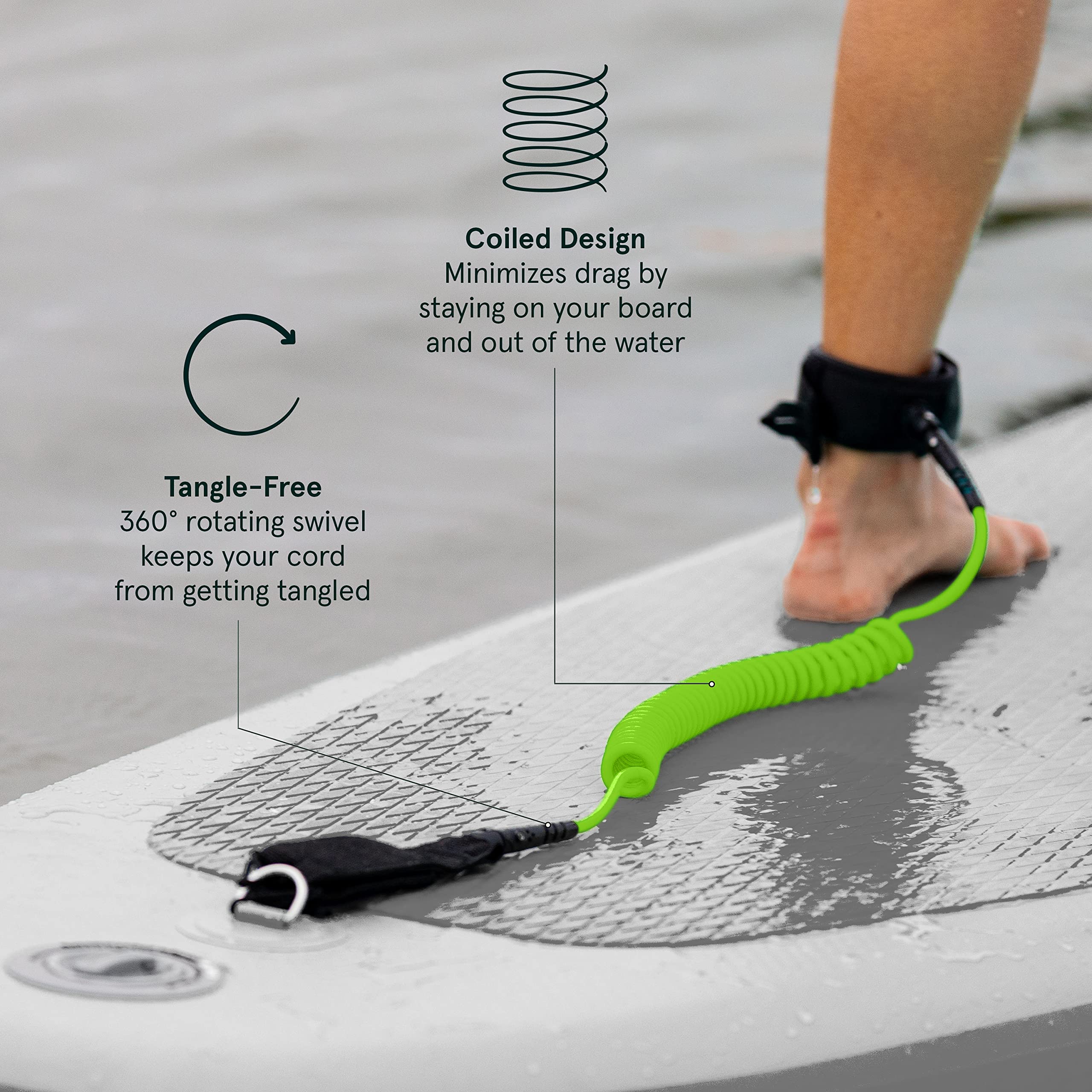Retrospec Weekender 10' Paddle Board Safety Leash, Coiled for Stand Up Paddleboards
