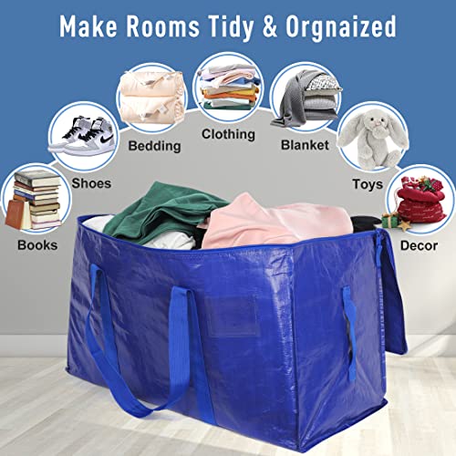 Moving Bags Heavy Duty Extra Large Cube Storage Tote for Space Saving, Traveling Organizer, with Zippers & Strong Carrying Handles (Set of 10)