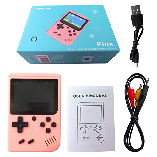 Built-in 500 Classic Games Support 8-bit FC games Handheld Retro Video Game Console Gameboy Kids Gifts (Pink)