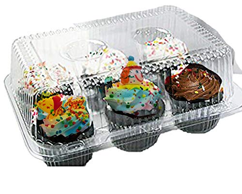 pack of 30 half dozen cupcake containers 6 compartment Clear Cupcake Muffin Containers 4" High for topping Strong Quality 6 cupcake containers plastic disposable 6 cupcake boxes 6 cupcake holder