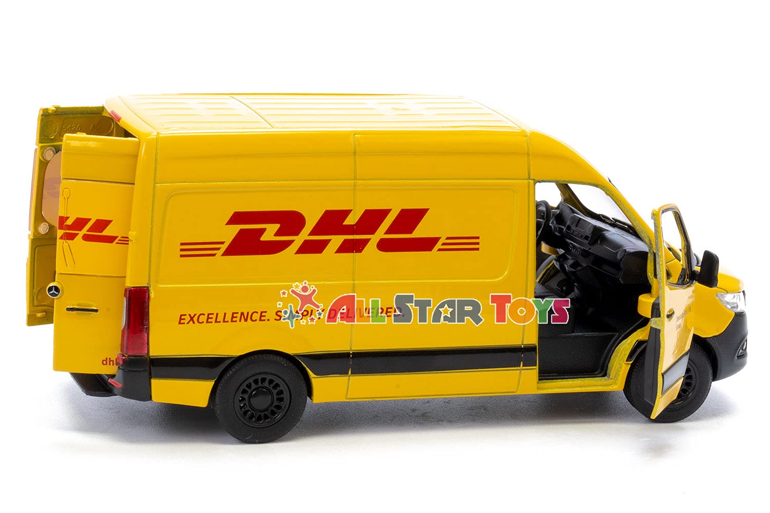 KiNSFUN DHL Mercedes-Benz Sprinter 1:46 Scale 5inch Die Cast Metal Model Toy Cargo Van