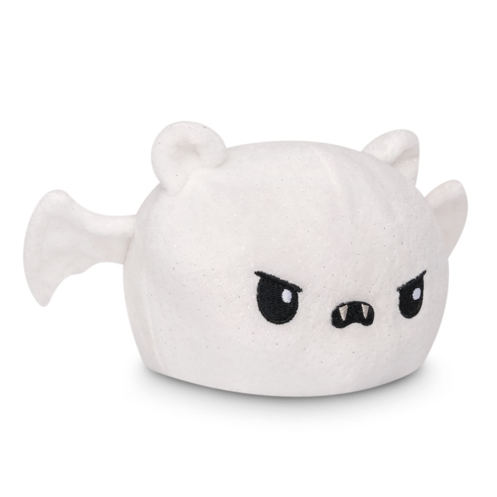 TeeTurtle - The Original Reversible Bat Plushie - Black + White Sparkle - Cute Sensory Fidget Stuffed Animals That Show Your Mood - Perfect for Halloween! 3.5 inch