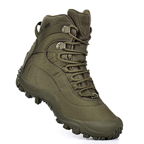 SKENARY Men's Tactical 8 Mid Combat Waterproof Military Boots, Olive Green, 11