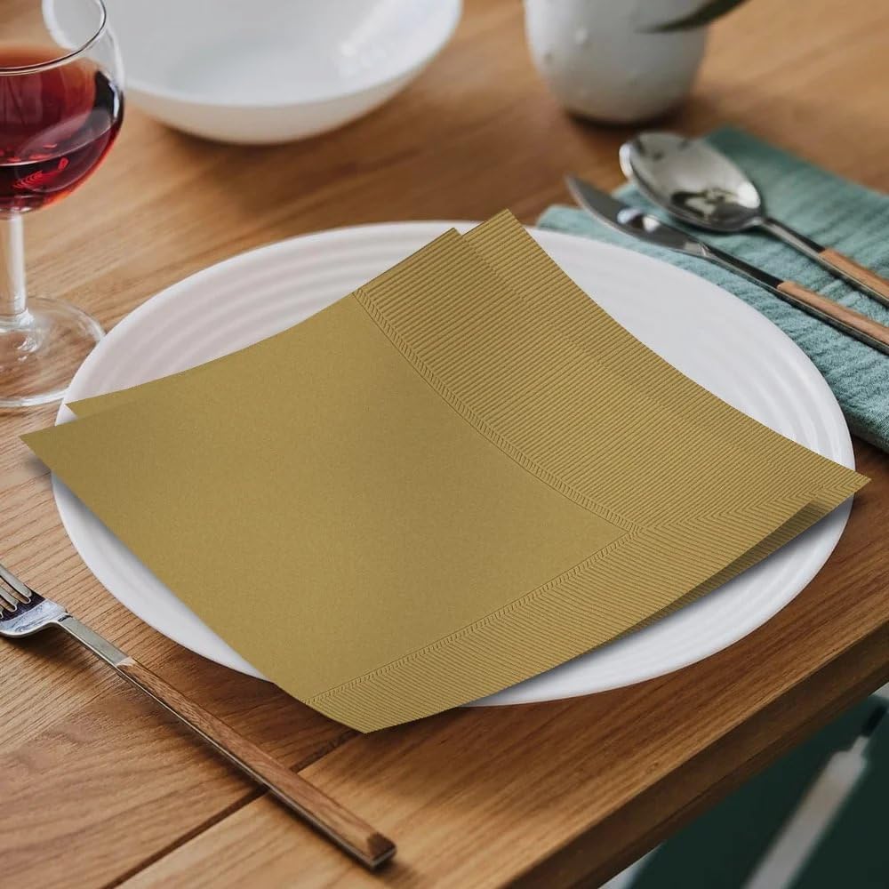 Gold 2-Ply Dinner Napkins - 8" (Pack Of 40) - Vibrant & Durable Paper For Parties, Events & Everyday Use