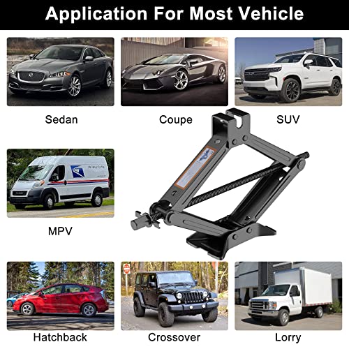 IMAYCC Scissor Lift Jack, Compact Car Jack Kit for Auto SUV, RV, MPV with Smart Ratchet Design, Heavy Duty Tire Changing Kit Lifting 2 Ton (4409 lbs) Tire Jack.