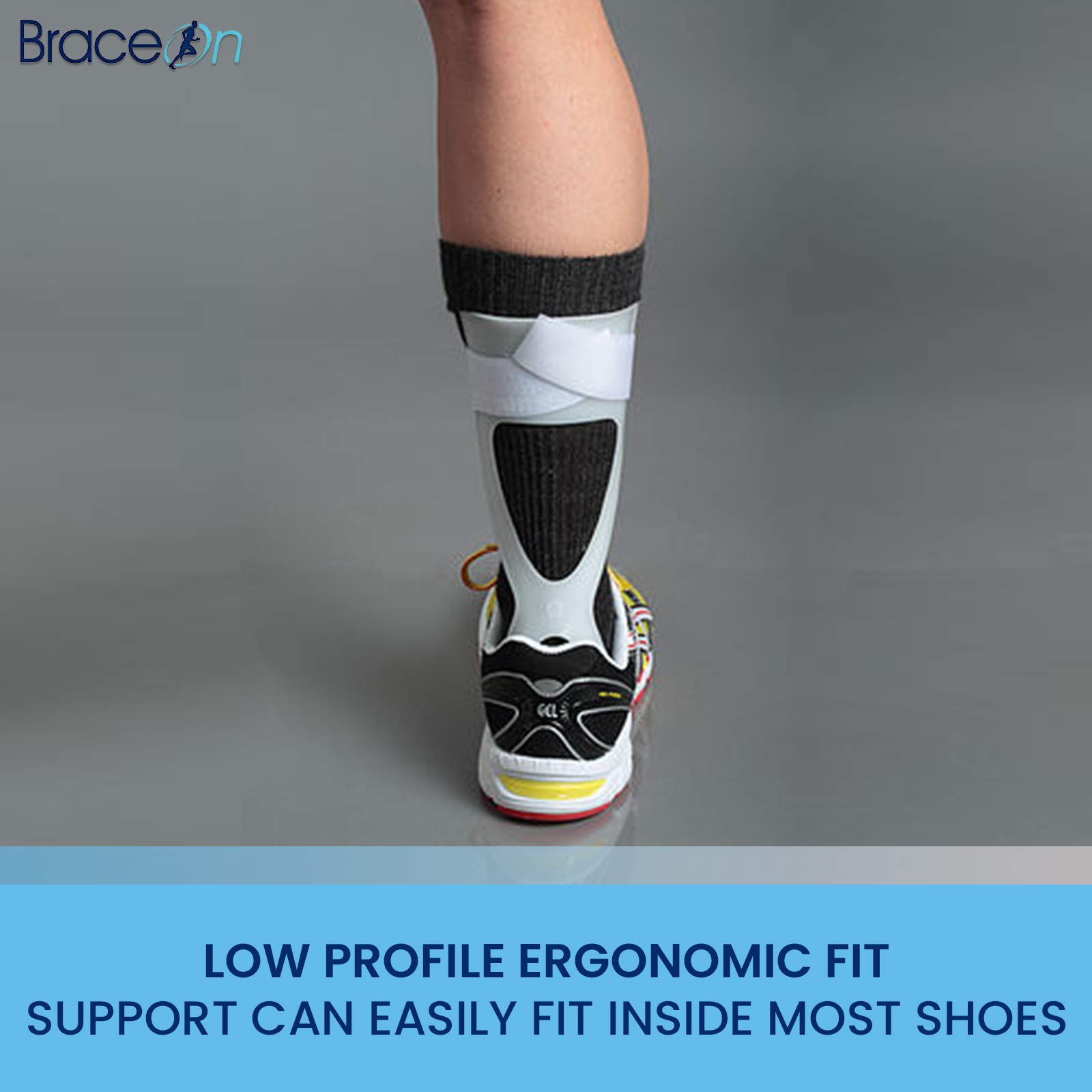 BraceOn AFO β Swedish Deluxe - Drop Foot Stabilizer, Moldable, Trimmable, Lightweight Polyethylene (Men, Right)