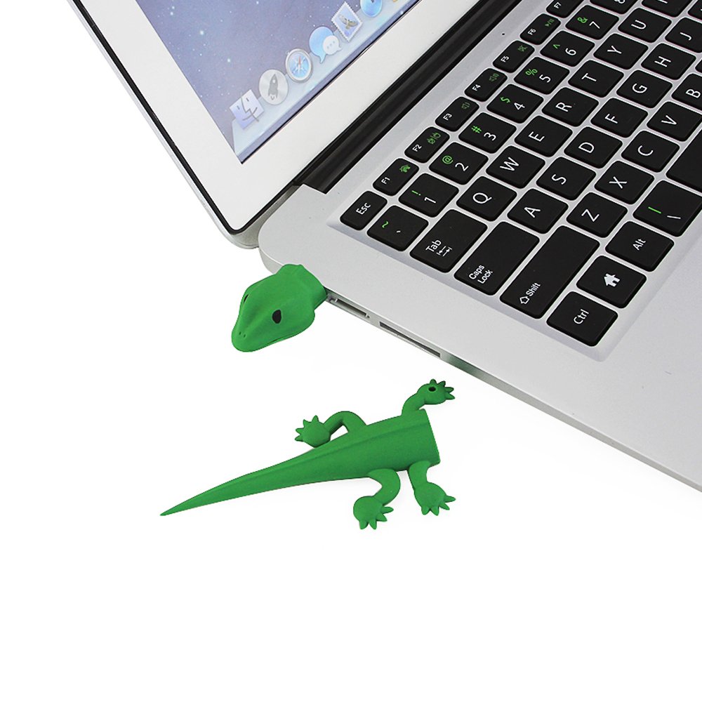 Usbkingdom 32GB USB 2.0 Flash Drive Cute Animal Green Gecko Lizard Shape Memory Stick Jump Drive Thumb Drives Flashdrive Pendrive