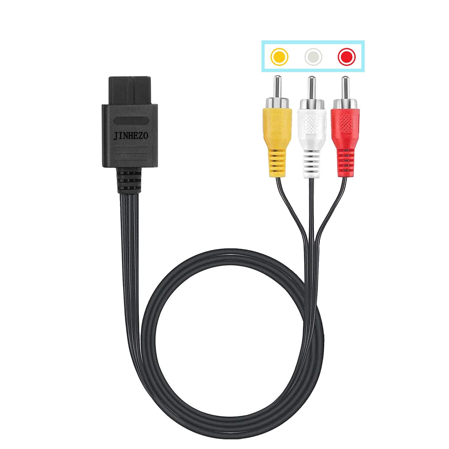 JINHEZO N64 AV Cable Composite Video Cord Compatible with Nintendo 64/N64/GameCube/GC/Super Nintendo SNES TV Game (1.8M / 6 Feet) 1 Pack