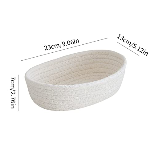 Pretty Comy Small Cotton Rope Storage Basket, Oval Woven Storage Basket Containers for Organizing Toys, Makeup, Baby Nursery