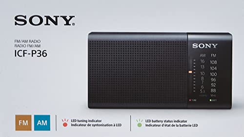 Sony Portable Am/FM Radio Home Audio Radio Black (ICF-P36)