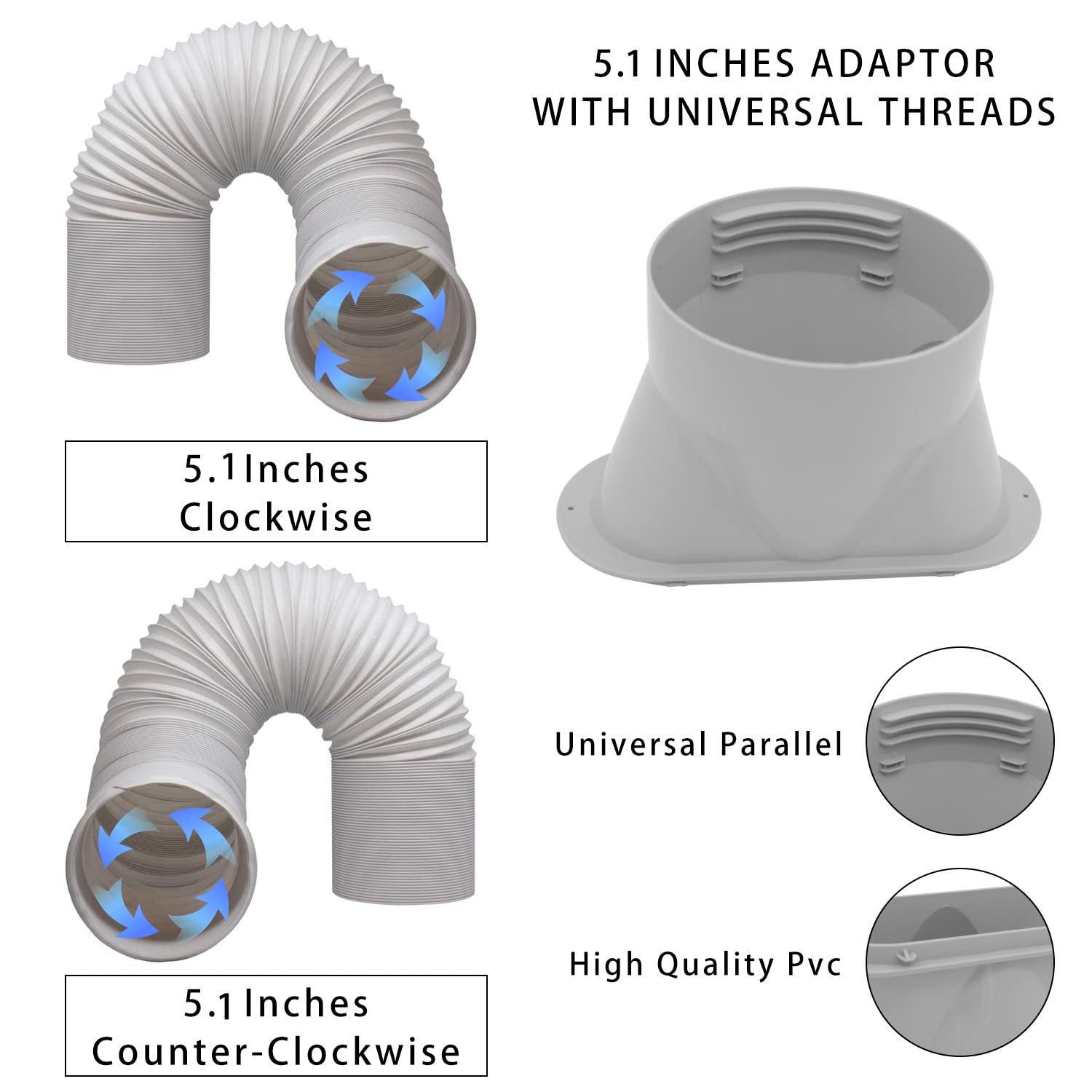 Portable Air Conditioner Window Vent Kit, Adjustable Window Seal Slide Kit Plate for Portable Air Conditioner Kit Sliding Window AC Vent Kit Fit for Exhaust Hose with 5.1"/13cm Diameterr