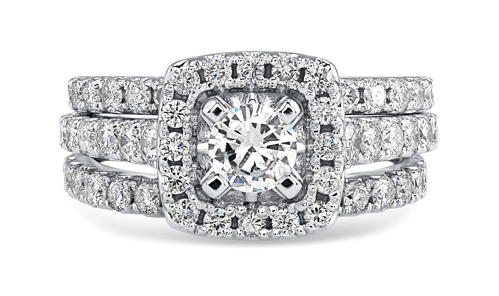 Beverly Hills Jewelers 3 Carat Total Weight Diamond Engagement Ring In 14 Karat White Gold Stunningly Hand Crafted (7)