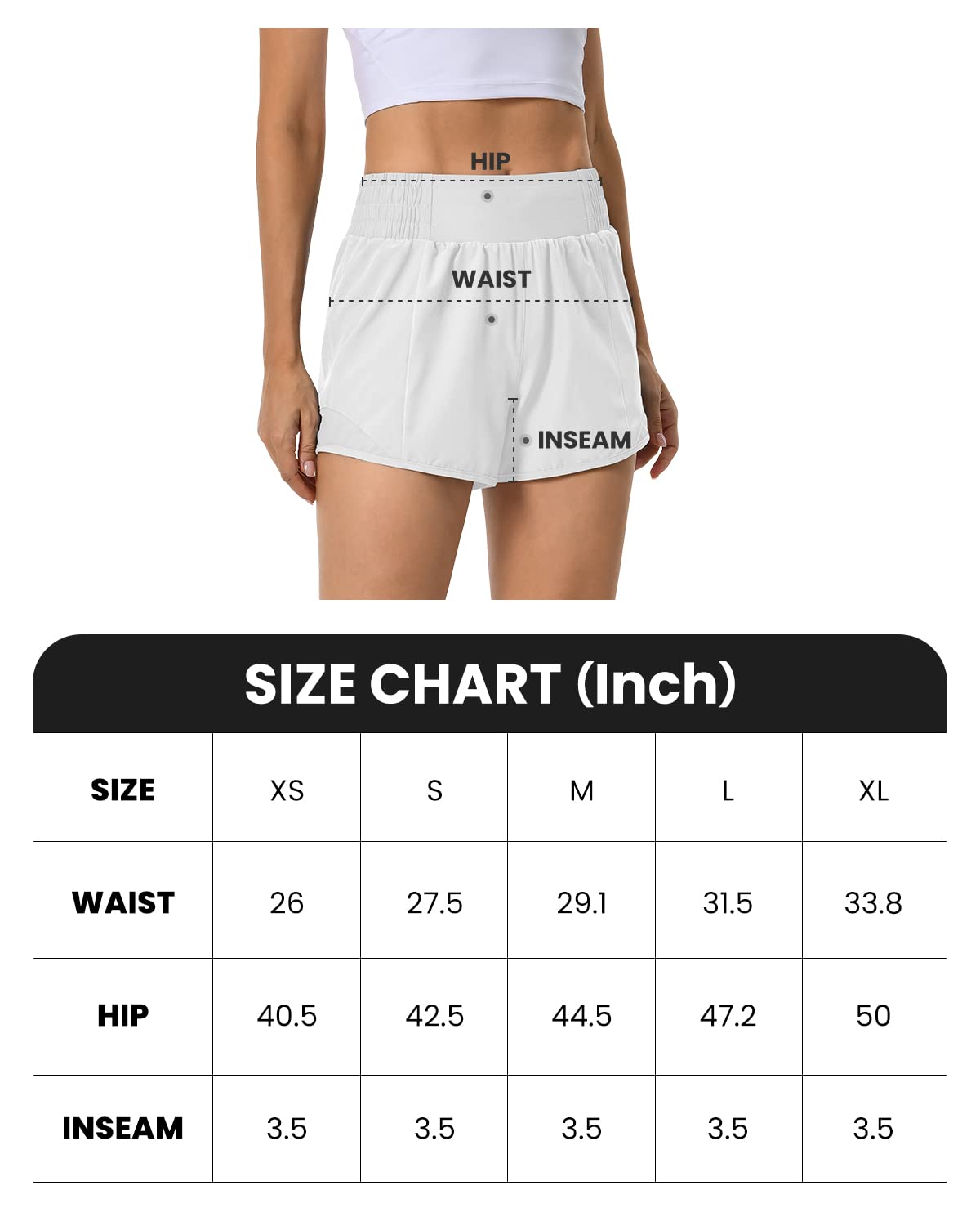 AVGO Athletic Shorts for Women High Waisted Quick-Dry Running Shorts with Pockets Elastic Sport Layer Workout Shorts(White, S)