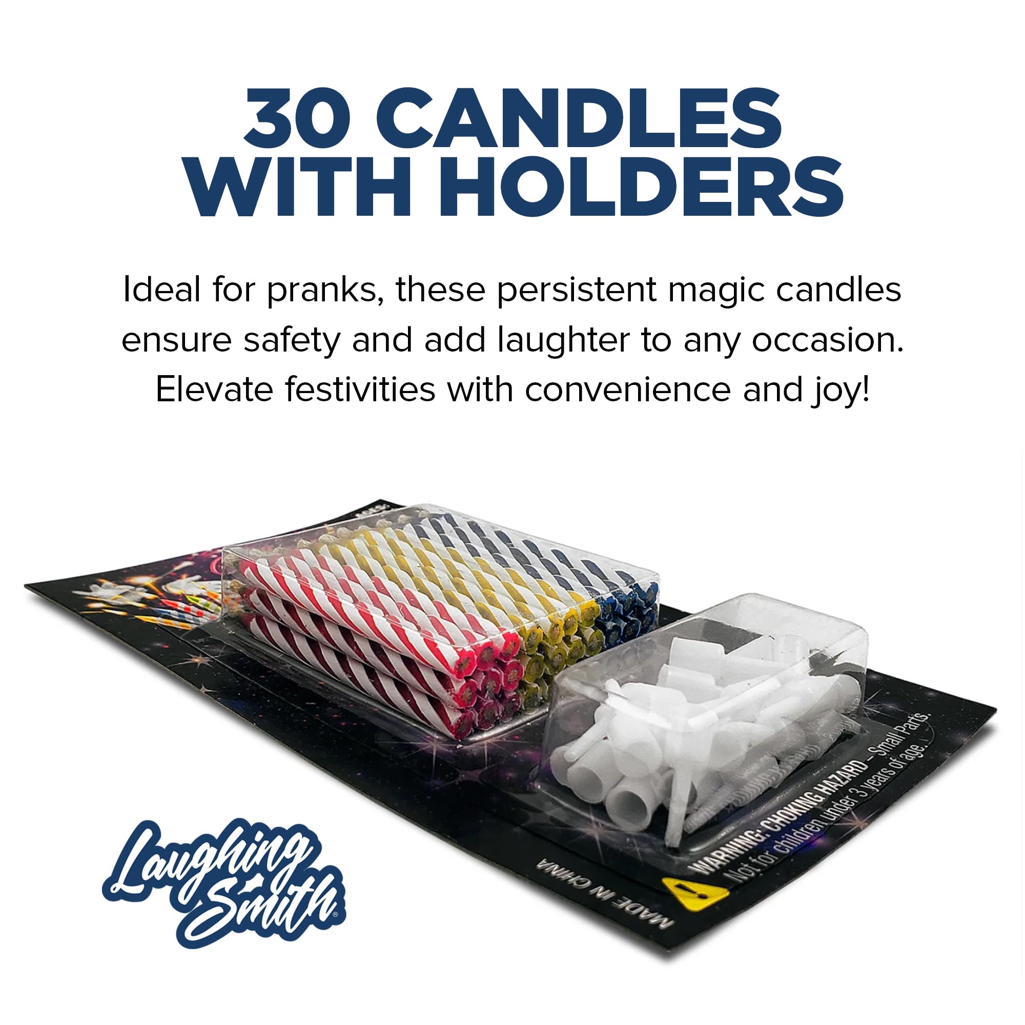 Laughing Smith Magic Relighting Candles - (30 pk) - Trick Happy Birthday Party Decorations for Cakes - Prank Celebration Candle - for Kids & Fun-Loving Adults