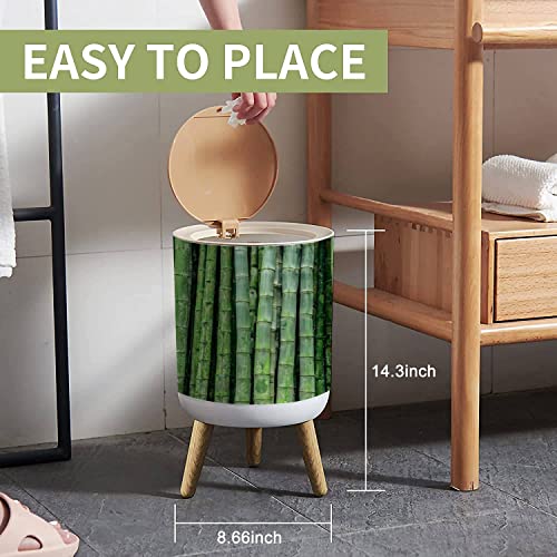 LGCZNWDFHTZ Small Trash Can with Lid for Bathroom Kitchen Office Diaper Deep Green Bamboo Forest Closeup Bedroom Garbage Trash Bin Dog Proof Waste Basket Cute Decorative
