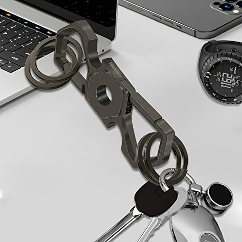 Idakekiy Key Chain Heavy Duty Car Keychain Clip Dual Bottle Opener with 4 Key Rings for Men or Women