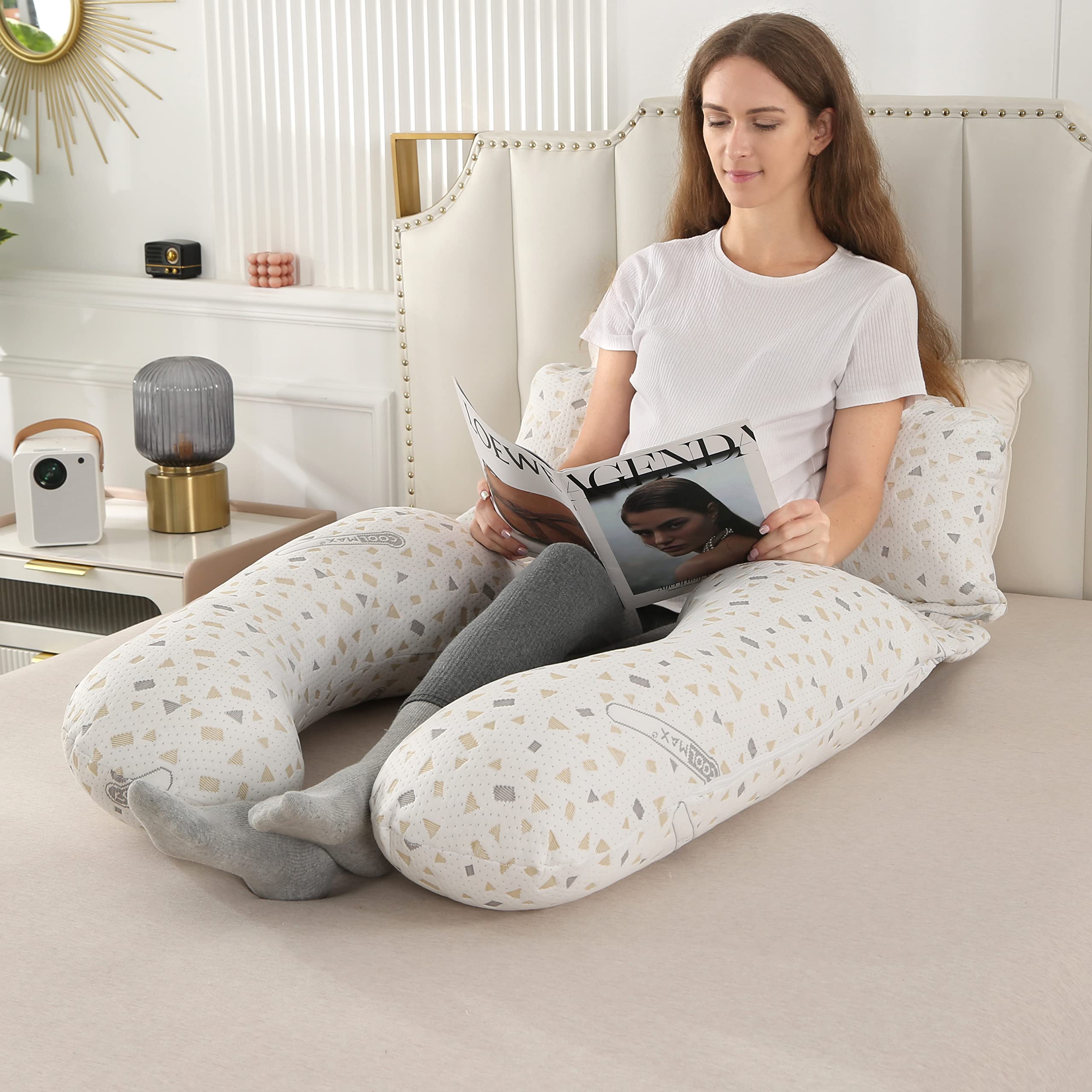 BeytBuy Pregnancy Pillows - 55 Inch U Shaped Full Body Maternity Pillow with Special Designed Removable Coolmax Cover & Detachable Extension Pillow to Support Back, Legs & Belly