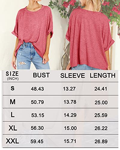 Langwyqu Womens' Short Sleeve Oversized Summer Crew Neck Loose Casual Tee T-Shirt Black
