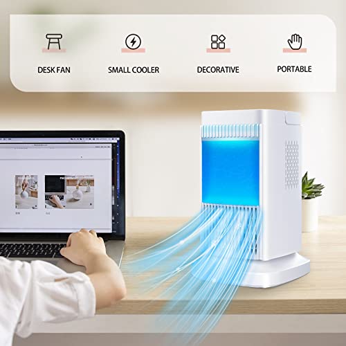 JOYENERGY Portable Air Conditioner Fan, Innovative Semiconductor Refrigeration, Personal Fan with 4 Wind Speeds, Desk Cooling Fan for Home, Travel and Office