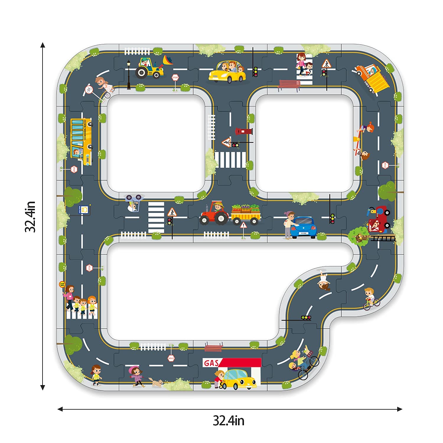 TOOKYLAND City Roads Floor Puzzle - 21pcs - Interactive Street Jigsaw Puzzle, for Kids Ages 3+