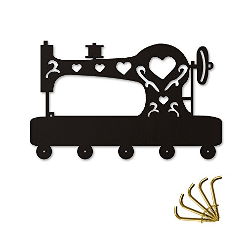 The Geeky Days Mini Sewing Machine Shape Design Creative Home Decor Wall Art Clothes Coat Robe Hooks Bedroom Bathroom Door Towel Hooks Decor for Sewing Lover Gift