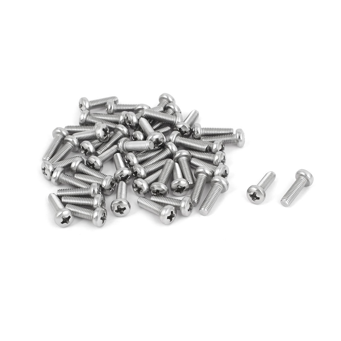 uxcell M3x10mm 316 Stainless Steel Phillips Pan Head Machine Screws Fasteners 50 Pcs