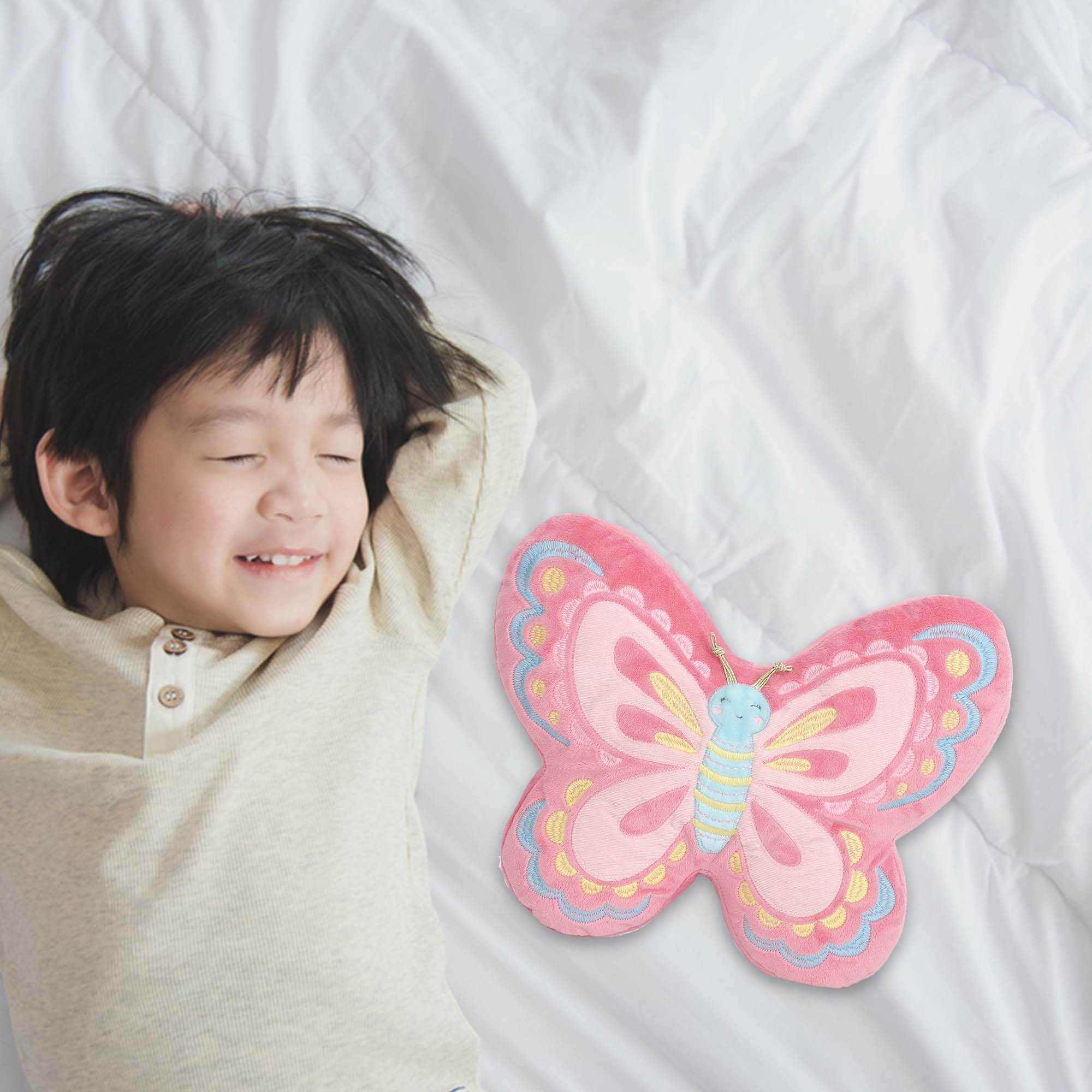 MON AMI Sparkle Butterfly Decorative Plush Throw Pillow - 12.5x10”, Soft Cushion, Stuffed Toy Décor Gifts for Kids of All Ages, Nursery Décor