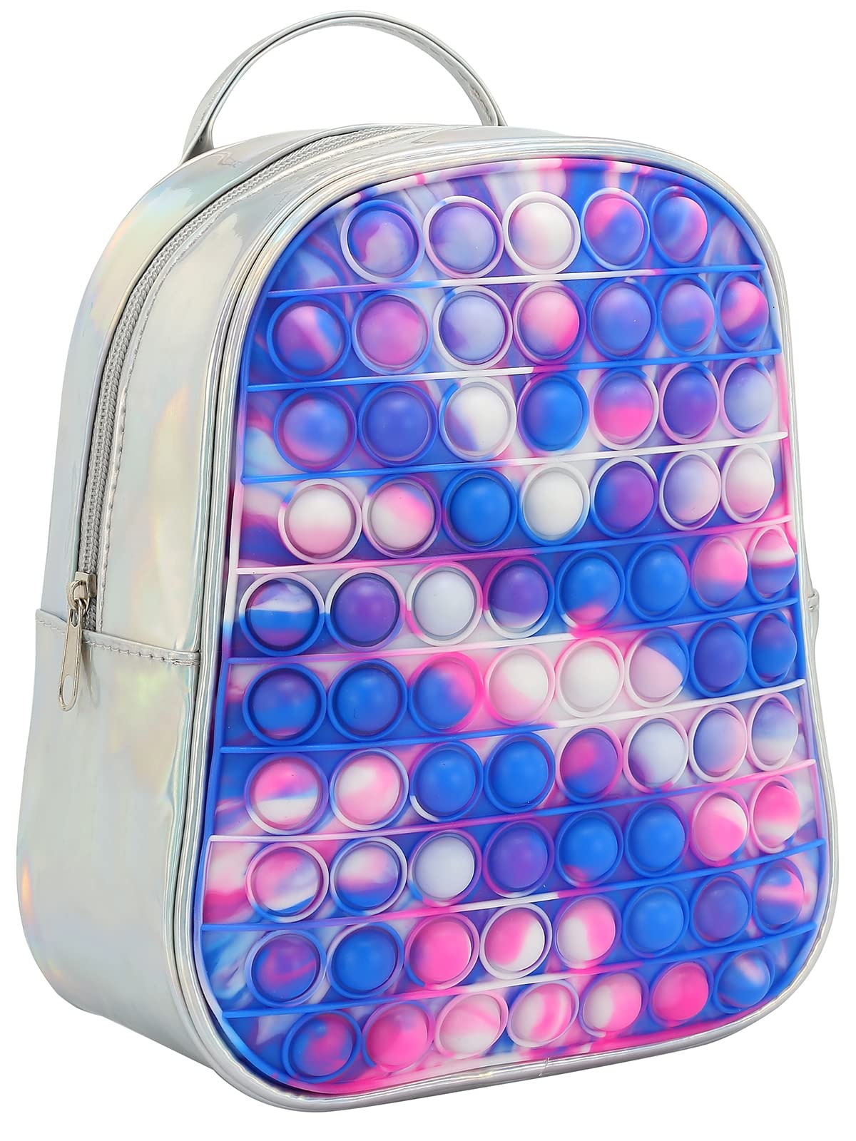 Powshinno Pop Mini Backpack Purse for Girls Boys Bag Fidget Pop Party Favors Birthday Gif Bag School Shoulder Bag(Purpleblue,Large)
