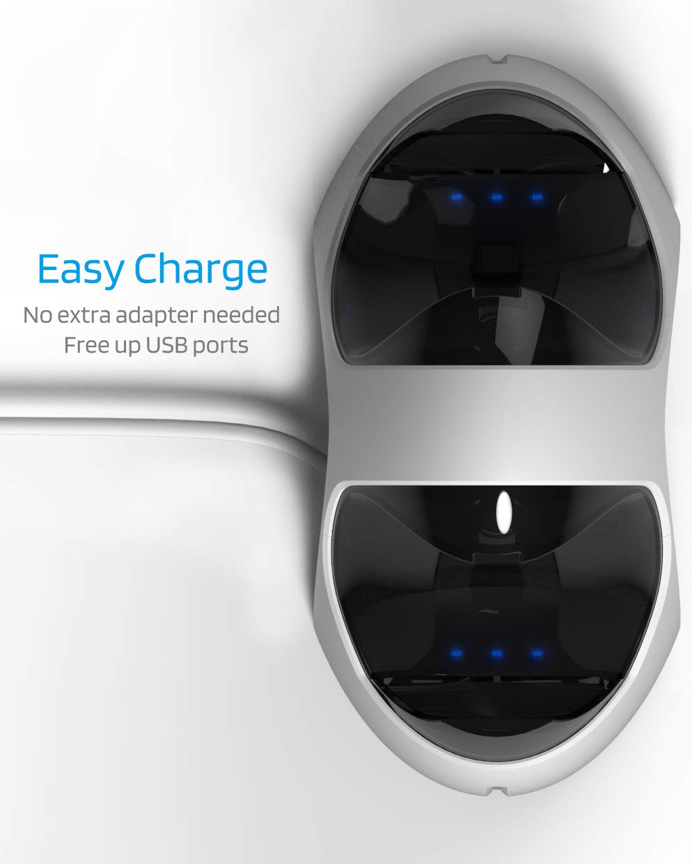 KINVOCA PS5 Charging Station,Controller Charger for DualSense, Charging Dock for Playstation 5 Wireless Controller, Supports Fast Charging and Over-Charging Protection (Charging Cable Included)