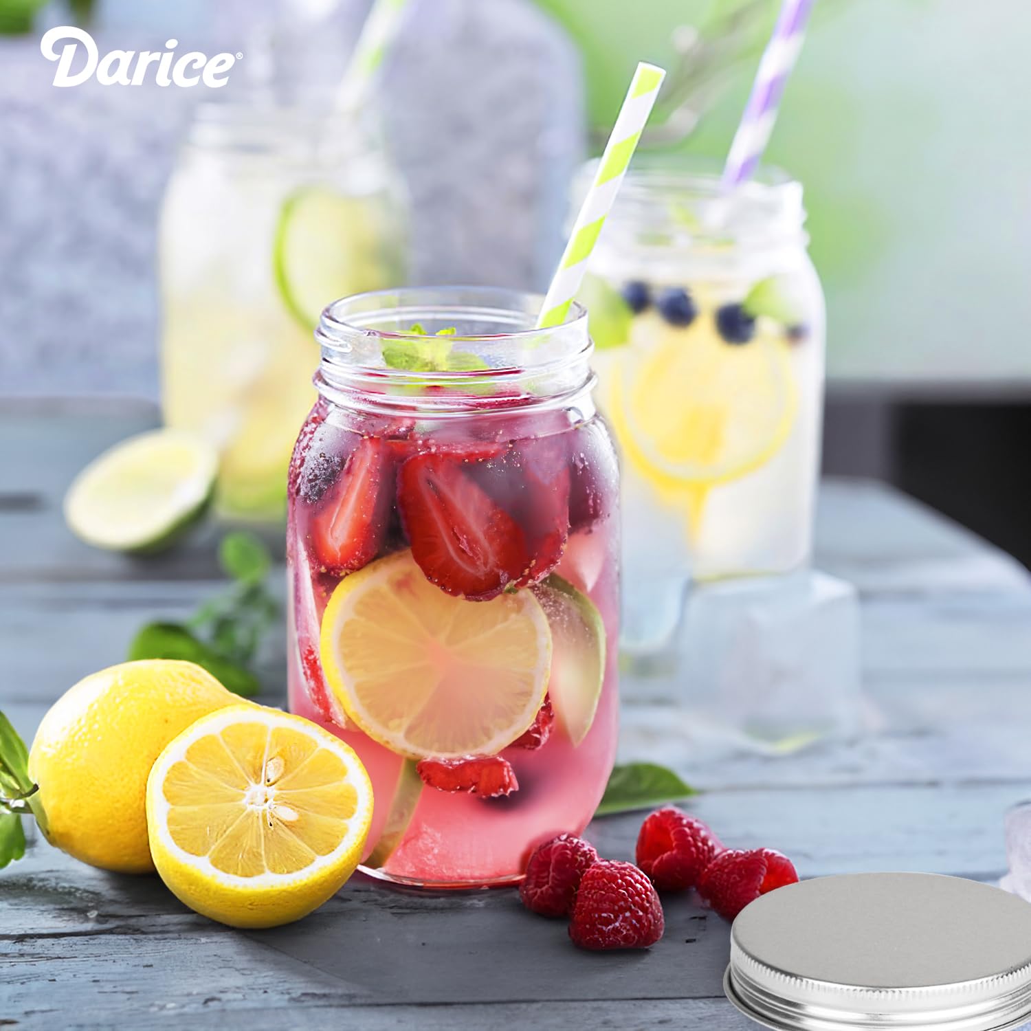 Darice 8 oz Plastic Mason Jars with Airtight Screw on Lid - Refillable Clear Plastic Jars Containers for Kitchen and Household Storage, BPA-Free Jars with Lids, Pack of 12