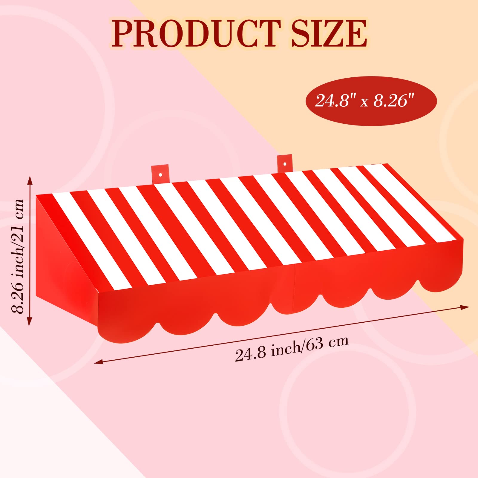 Tallew 4 Pcs 3D Circus Awning Wall Decoration Carnival Awning for Carnival Theme Party Classroom Decorations (Red and White)