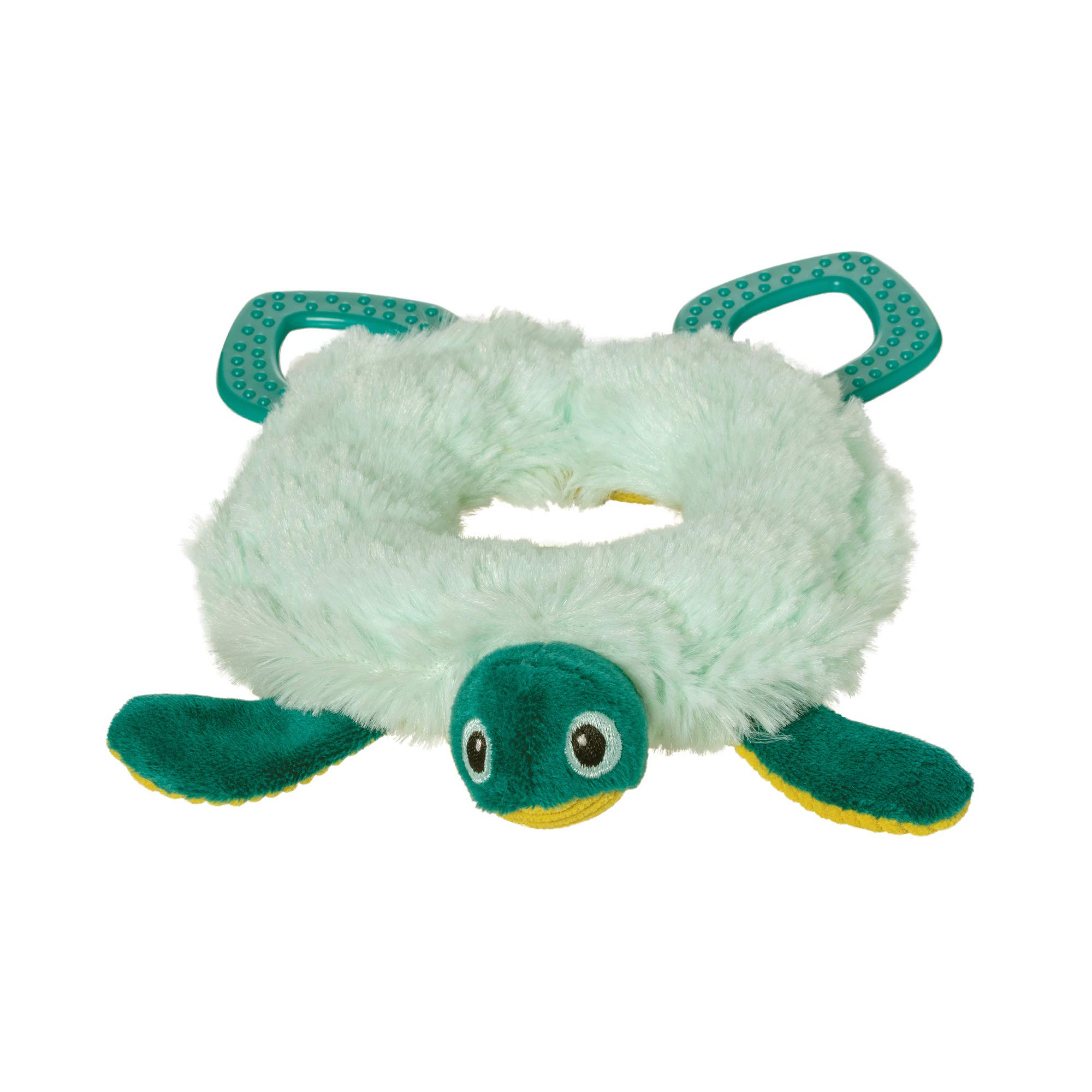 Manhattan Toy Theo Turtle Baby Toy Ring Rattle with Crinkle Paper and Textured Teethers