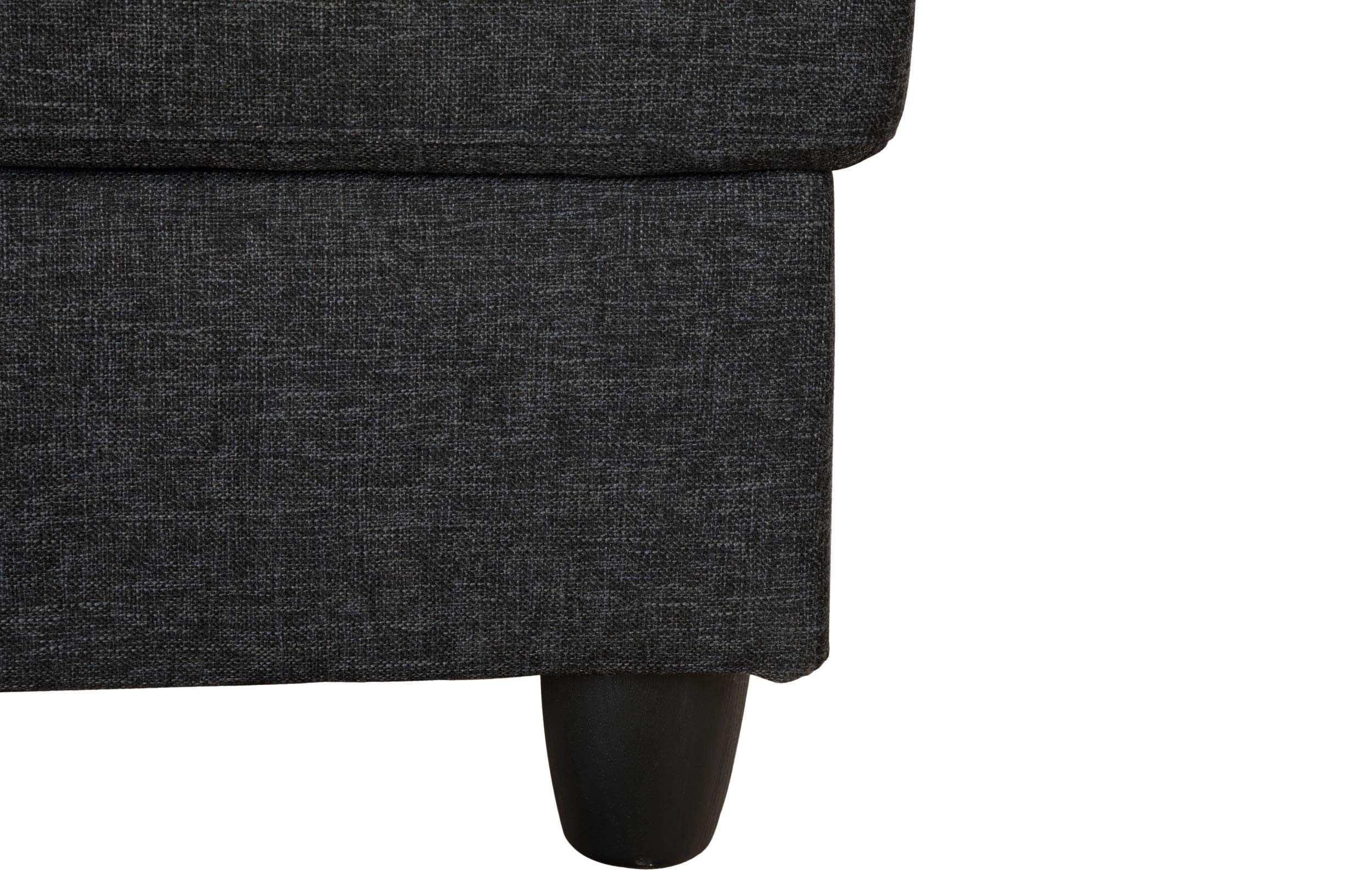 AYCP Fine Furniture Sectional Sofa Couch,L-Shaped Modern Style w/Storage Ottoman 3-Piece for Living Room|Linen Upholstery|(2) Toss Pillows(Left Hand Facing, Black)
