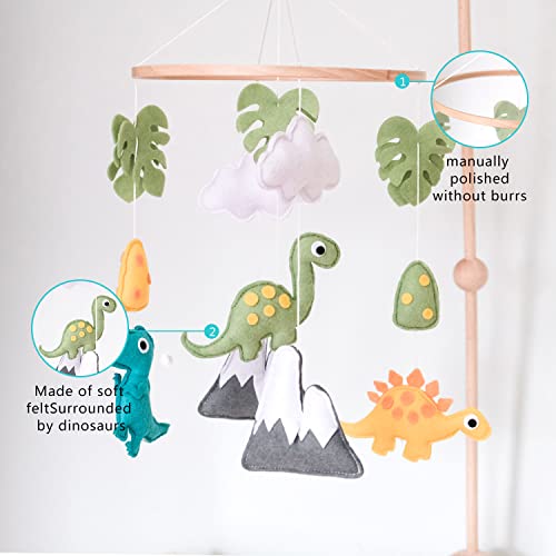 Vlokup Dinosaur Baby Crib Mobile, Dino Baby Mobile, Neutral Nursery Mobile Decoration for Pack N Play, for Baby Boy & Girl