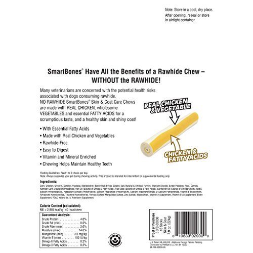 SmartBones Skin And Coat Care Sticks 16 Count, Rawhide-Free Chews For Dogs, With Omega Fatty Acids